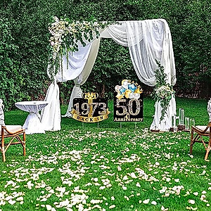 Golden 50th Wedding Anniversary Yard Sign Set, 2 Outdoor Lawn Signs With Stakes, 50th Anniversary Decorations, 12 X 15 Inches, Weatherproof, Ideal For Party, Garden, And Celebration (black gold-50)