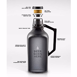 DrinkTanks 128 oz Vacuum Insulated Stainless Steel Beer Growler