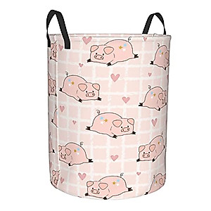 Cute Cartoon Bee and Flower Collapsible Laundry Basket with Handle Waterproof Hamper Storage Organizer Large Bins for Dirty Clothes Medium