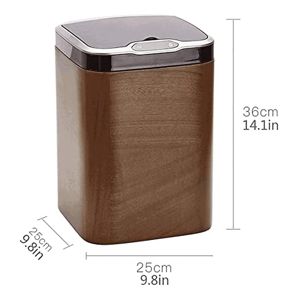 Trash Bin Trash Can Wastebasket Smart Trash Can Electric Induction Smart Square Solid Wood Trash Can with Pressure Ring for Home Garbage Can Waste Bin