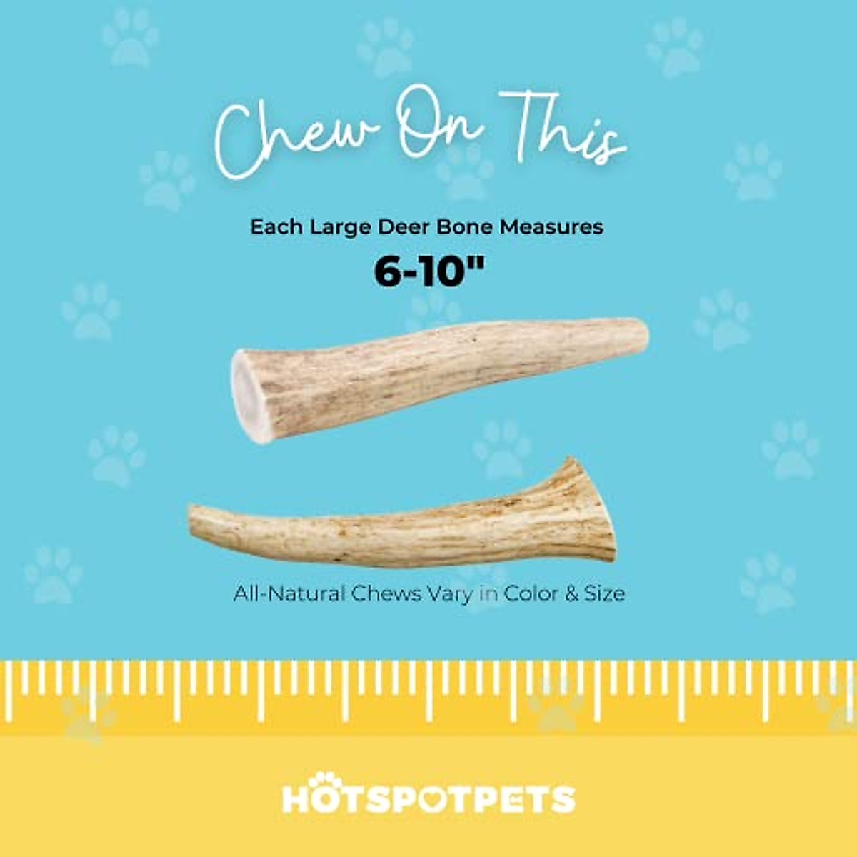 hotspot pets Premium Deer Antlers for Dogs - 7+ Inch Large Antler Dog Chews (2 Pack) Naturally Shed Antler Bone for Large Breed Aggressive Chewers - Made in USA - Promotes Dental Hygiene