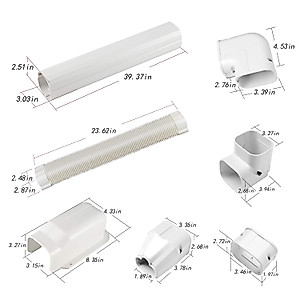 GUYAAC Mini Split Line Set Cover, Air Conditioner Decorative PVC Line Cover Kit, Suitable for Heat Pumps, 3-Inch W, 15Ft L