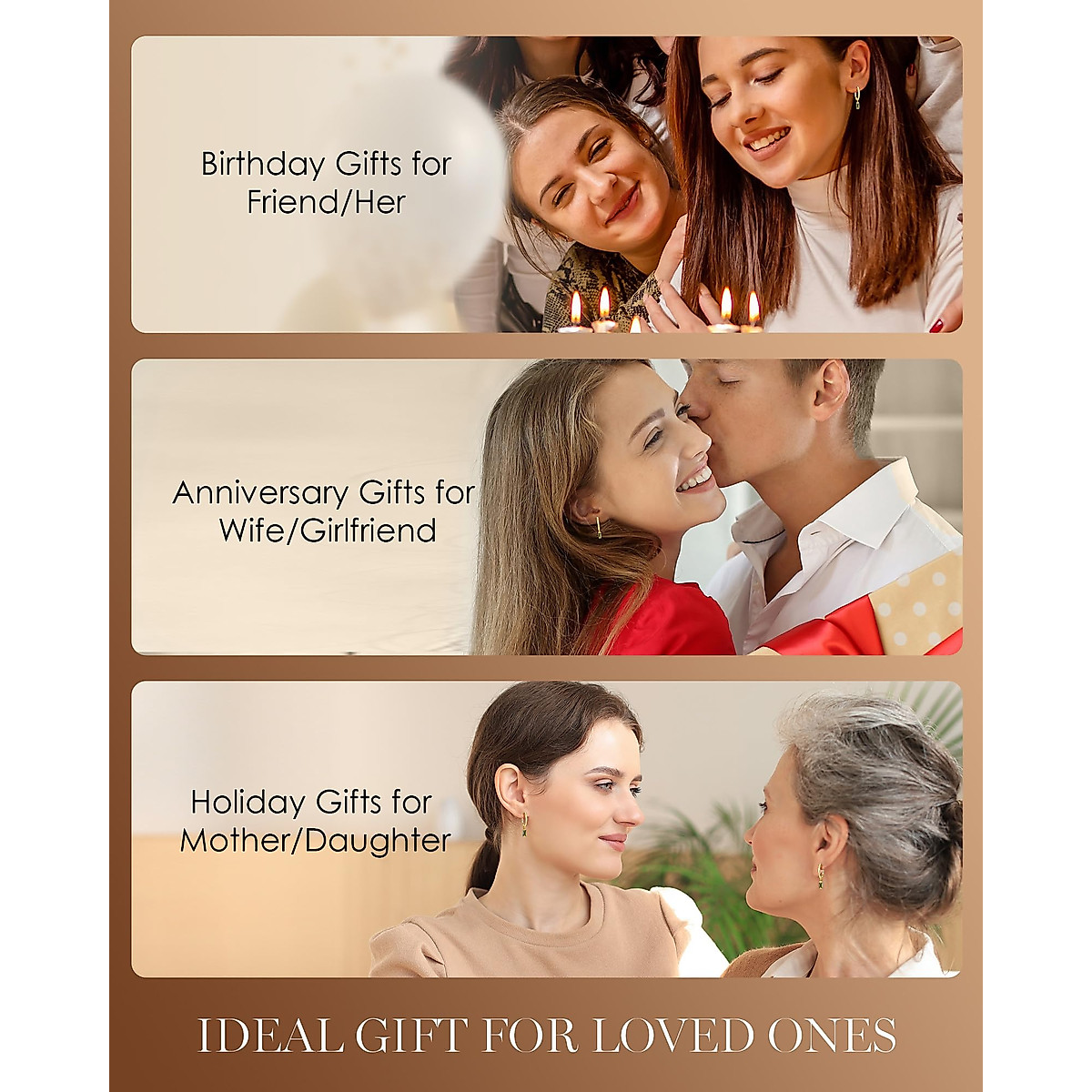 14K Gold Plated Drop Earrings, LOUISA SECRET Sterling Silver Earrings for Women, Dainty Birthstone Earrings with Zirconia, Anniversary Birthday Wedding Christmas Jewelry Gift for Mom