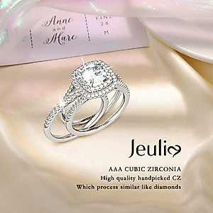 Jeulia Brilliant Classic Band Rings Sets for Women 925 Sterling Silver Fashion Ring Sets Wedding Engagement Anniversary Promise Ring Bridal Sets Jewelry (5.0(U.S))
