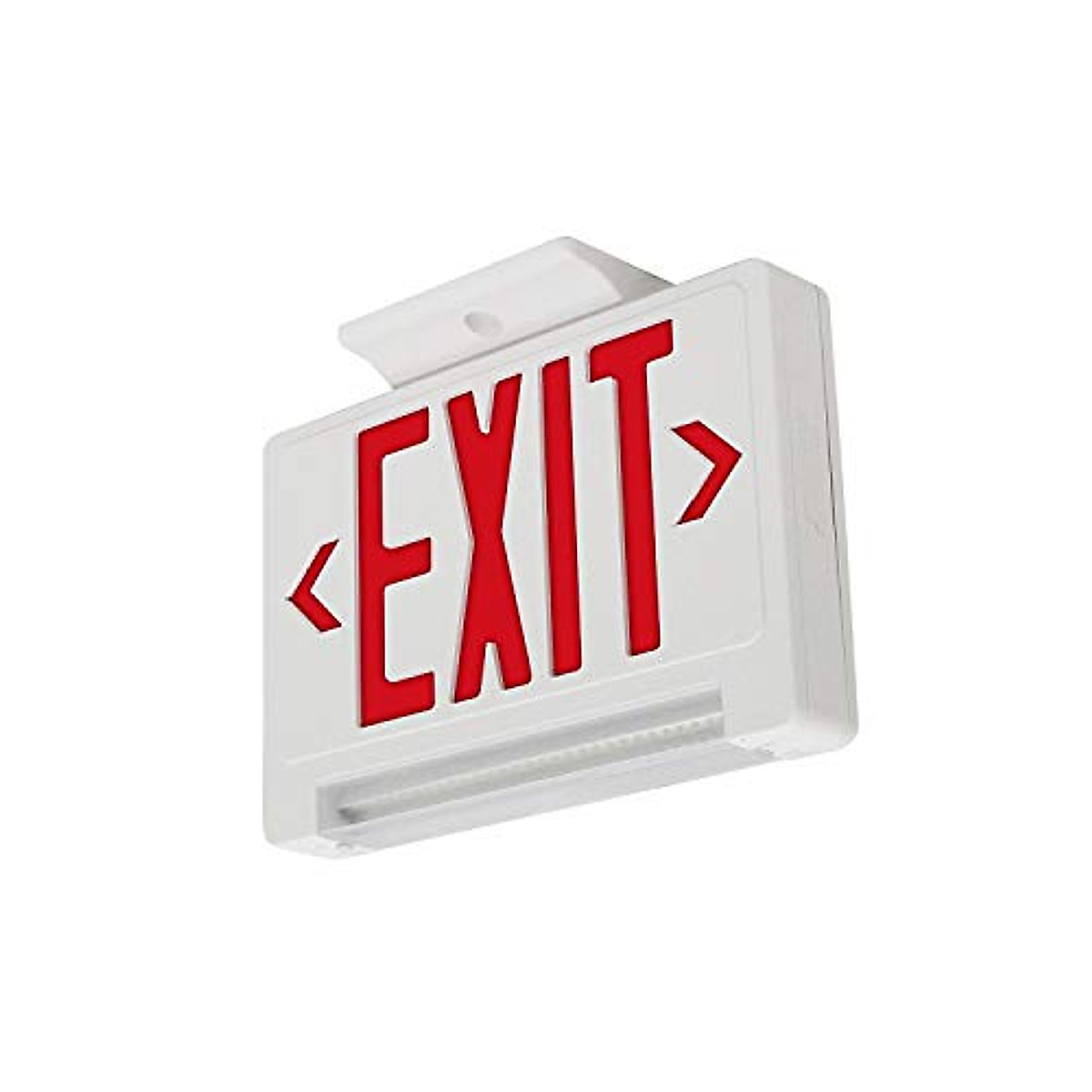 LFI Lights | Compact Combo Red Exit Sign with Emergency Lights | White Housing | All LED | Adjustable Light Bar | Hardwired with Battery Backup | UL Listed | (2 Pack) | COMBOLP-R