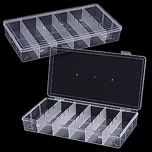 Jutieuo 2 Pack Clear Plastic Storage Containers Box - Visible Cosmetic Tools Storage Box - Makeup Tools Fishing Tackle Accessory Box Organizer - Organizer Box for Bead Jewelry Screws DIY Crafts