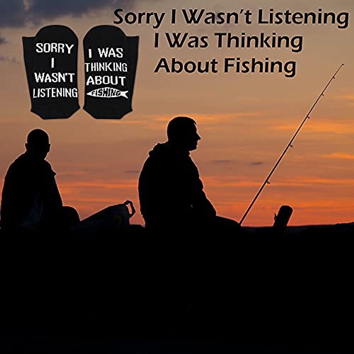 TSOTMO Fishing Socks Fisherman Fisher Gift Sorry I Wasn't Listening I Was Thinking About Fishing Socks Gift For Fishing Lover Fishing Father's Day Gift (Think Fish)