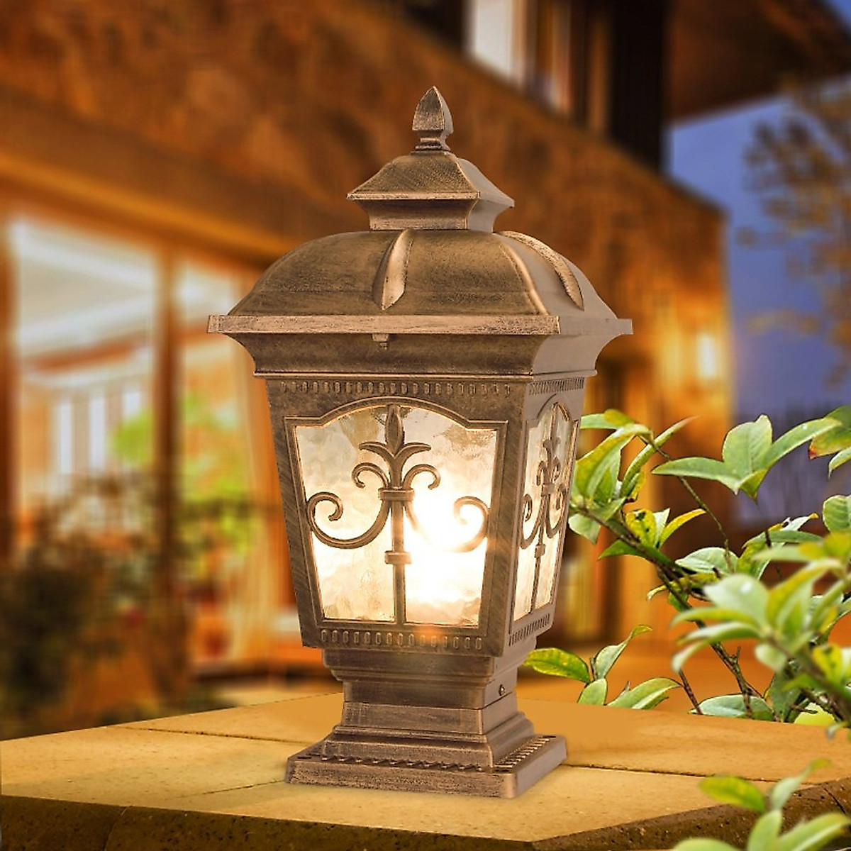 Waterproof E27 Electric Column Landscape Light European Waterproof Outdoor Stigma Lamps 110V 220V Modern Decoration IP65 Rainproof Anti-Rust Pillar Lamp Pole Lights for Garden Fence Park Courtyard