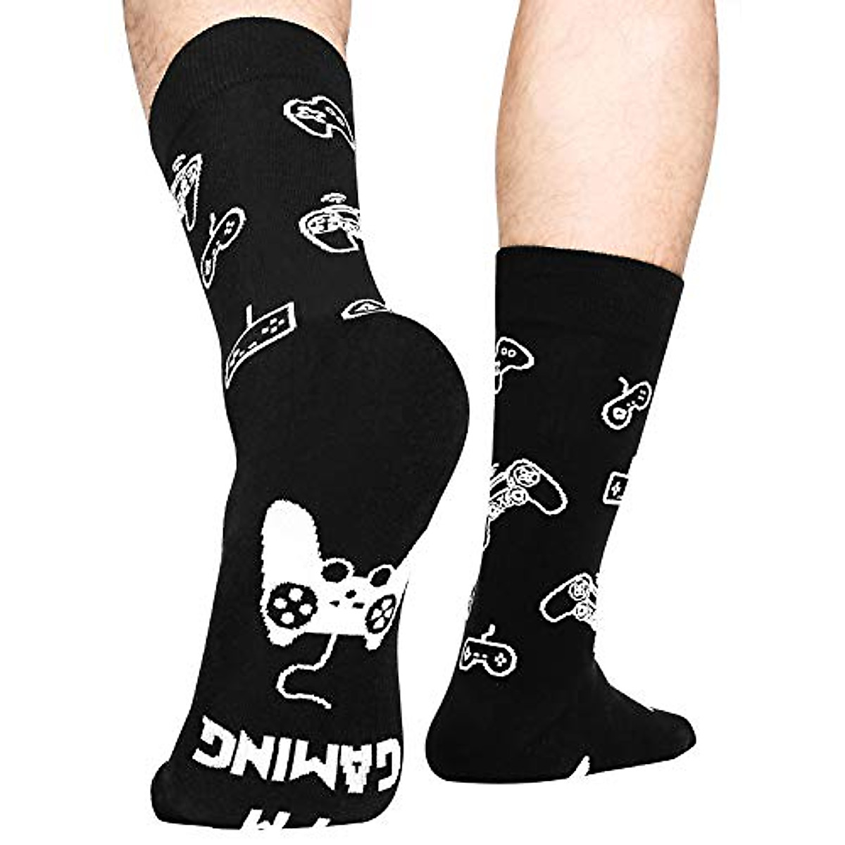 Gaming Socks Men, Novelty Funny Gamer Mid Calf Socks Gift for Game Lovers Teen Boys Kids Sons