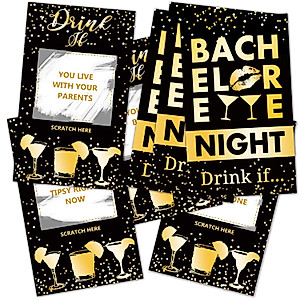 Bachelorette Party Drinking Games - Drink If Games Scratch off Cards - Perfect for Girls Night Out Activity,Bridal Showers,Bridal Parties,Wedding Showers,Engagement and Birthday Party - 40 sheets