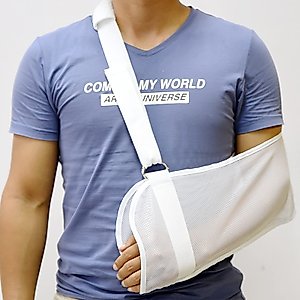 YAVOUN Breathable Mesh Arm Sling for Shower - Adjustable, Slings for Arm Torn Rotator Cuff Injury, shower sling for shoulder, Elbow, Wrist, Sling Forearm - Right Left Arm for Men Women (White)