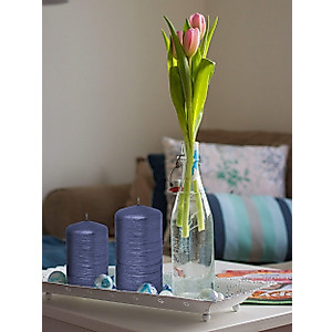 Hyoola Brushed Metallic Pillar Candles - 6 Pack - Navy Blue Pillar Candles - European Made Decorative Pillar Candles - 2.4 Inch x 4 Inch