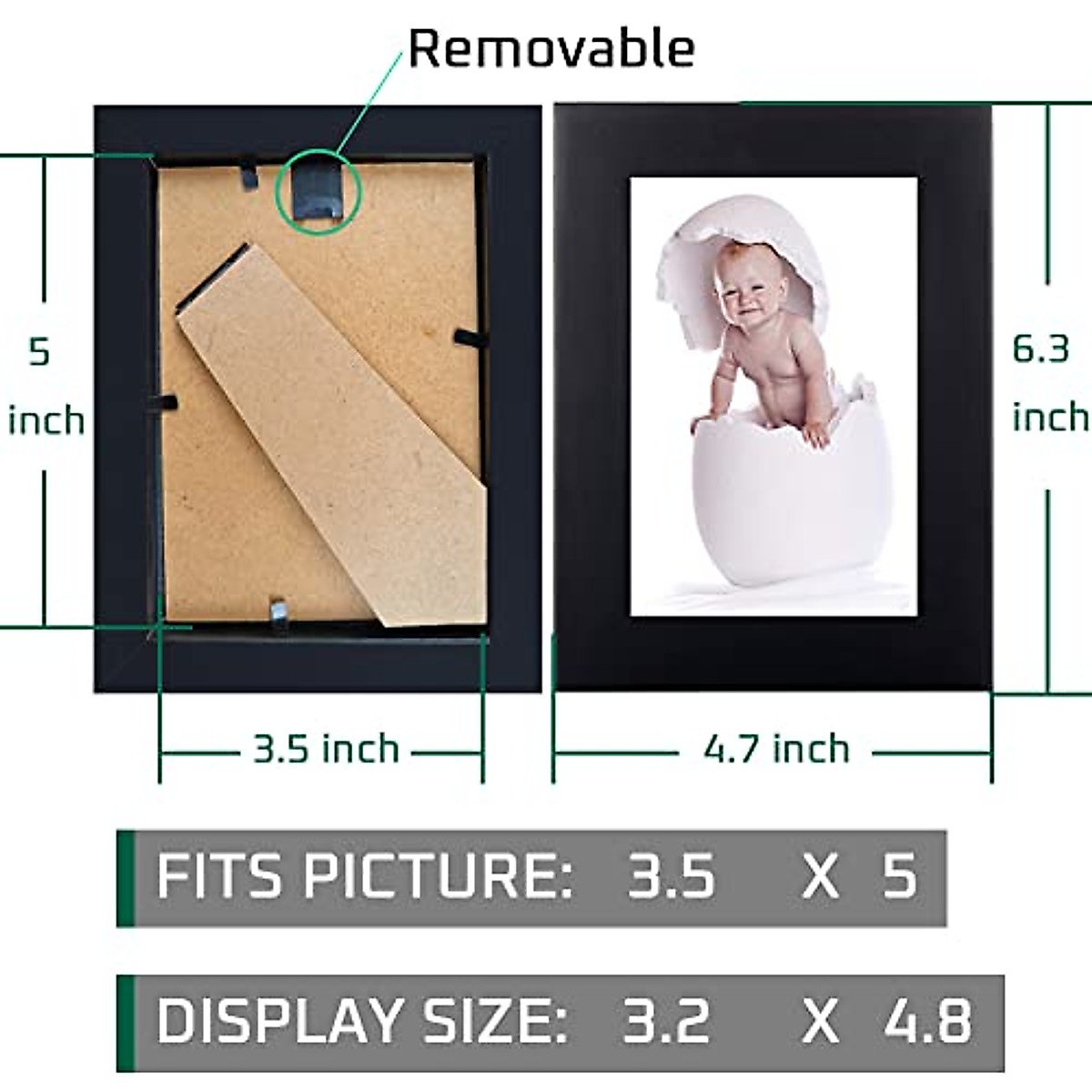 PAZLOG 2 Pack 3.5X5 Black Picture Frames Made of Solid Wood and High Definition for Wall Decor or Table Stand Top Black Picture Frame Display 3.5 by 5 Frame Vertically or Horizontally as 5x3.5