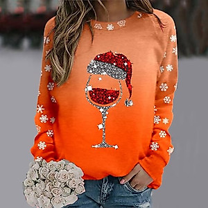 Merry Christmas Sweatshirt for Women Grandpa Sweater Xmas Holiday Xmas Plaid Tree Color Block Tunic Spaghetti Strap with Pocket Pullovers Shirts Tops Ghost Pumpkin Spider Flannel Shirts for Women