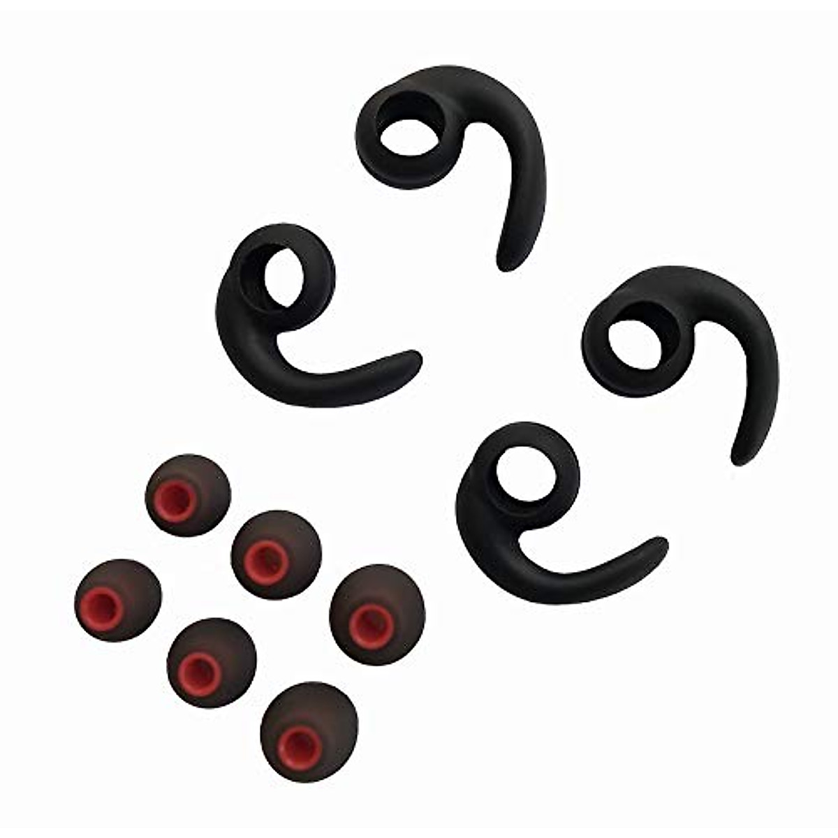 Earbuds Replacement Tips Soft Silicone Earbud Locks Sport Grips Earphones Stabilizer Fins Wings Tips for in-Ear and Ear Canal Earbuds (2Black-M)