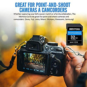 32GB Memory Card, BOYMXU Professional 1000 x Class 10 UHS-I U3 Memory Card Compatible Computer Cameras and Camcorders, Memory Card Up to 95MB/s, Blue/Black