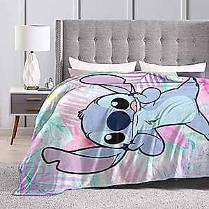 Stitch Blanket Stitch Gifts for Girls Stitch Throw Blanket for Kids Women Adults Cartoon Flannel Fleece Blankets for Couch Bed Sofa 40"x50"