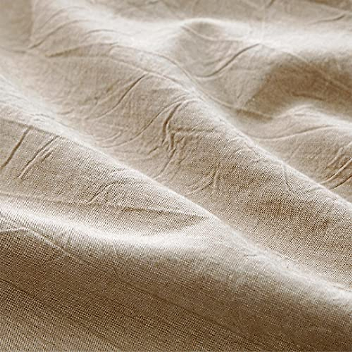 LOVQUE 100% Washed Cotton Duvet Cover Queen Size, Beige Fade-Resistant Linen Like Natural Bedding Set (No Comforter), 90x90 Inches