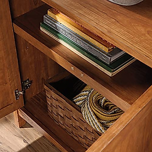 Sauder Union Plain Bookcase with Door/Book Shelf, Prairie Cherry Finish