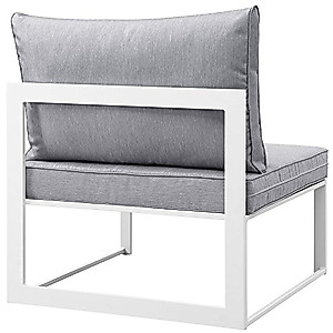 Modway Fortuna Aluminum 7-Piece Outdoor Patio Sectional Sofa Furniture Set with Cushions in White Gray
