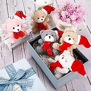 Zomiboo 12 Pcs Easter Bunny Bear Koala 4 Inch Mini Animal Plush Toys Soft Cute Dolls Sleeping and Playing Stuffed Toys Gifts for DIY Baby Shower Party(Bear with Hat,Pink/Yellow/White/Gray)