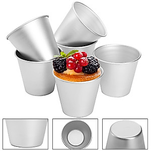 ZEAYEA 12 Pcs Pudding Cup Mold, Aluminum Individual Baking Cups Cupcake Mould, Reusable Chocolate Molten Pans Mold for Cupcake, Brownies, Souffle, Pie, Muffins