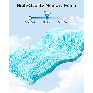 PERLECARE 3-Inch 7-Zone Queen Memory Foam Mattress Topper, Cooling Gel Mattress Topper with Airflow Channels, CertiPUR-US Certified Cooling Mattress Topper for Body Pressure Relief