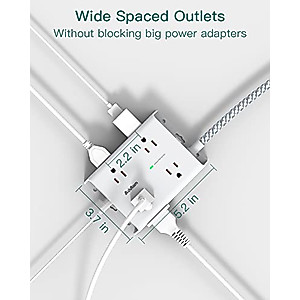 Surge Protector, Outlet Extender with Night Light, Addtam 5-Outlet Splitter and 4 USB Ports and 10Ft Surge Protector Power Strip with 8 AC Outlets and 4 USB Ports(1 USB C), for Home, Office and Dorm