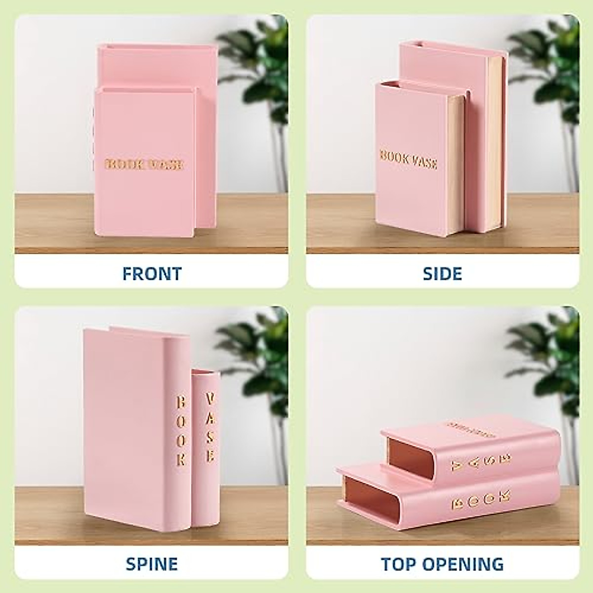 Home Decor Book Shaped Decorative Vase,Resin Vases for Home Decor,nique Home,Bedroom,Office Accent,Bookshelf Unique Vase Book Lover (Pink)