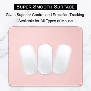 Hsurbtra Mouse Pad, Premium-Textured Square Mousepad 10.2 x 8.3 Inch, Stitched Edge Anti-Slip Waterproof Rubber Mouse Mat, Pretty Cute Mouse Pad for Office Gaming Laptop Women Kids Pink