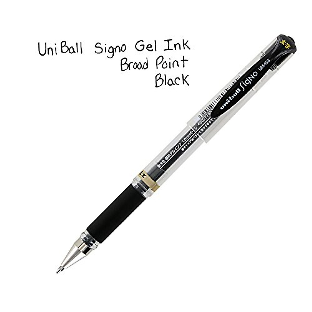 Uni-Ball Signo UM-153 Gel Ink Rollerball Pen, 1.0mm, Broad Point, Black Ink, Pack of 6