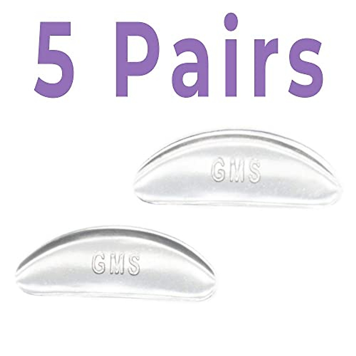 GMS Optical® 1.3mm Ultra-Thin Anti-Slip Adhesive Contoured Silicone Eyeglass Nose Pads with Super Sticky Backing for Glasses, Sunglasses, and Eye Wear - 5 Pair (Clear)