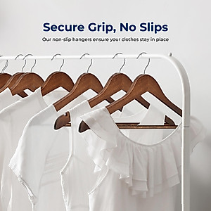 SereneLife Wooden Hangers 10 Pack, Non-Slip, Sturdy, Heavy Duty Suit Hanger Set with 360° Chrome Swivel Hook, Space-Saving Wood Hangers Closet Organizer for Clothes, Coat, Pants, Dress (Vintage)