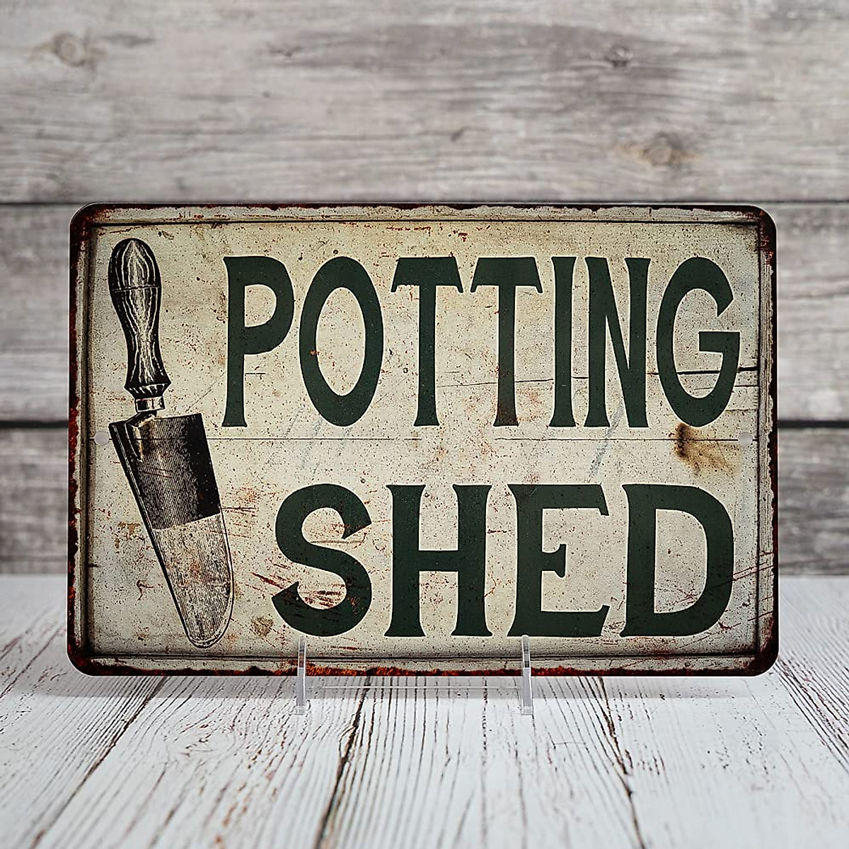 Potting Shed Sign Garden Signs Gardening Vintage Decor She Shed Decorations Rustic Decorative Plaque Tin Moms Flowers Herbs Fruit Vegetables Gift 8 x 12 High Gloss Metal 208120020045