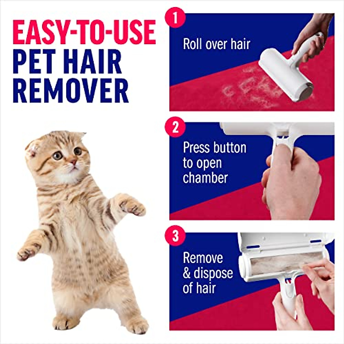 ChomChom Pet Hair Remover - Reusable Cat and Dog Hair Remover for Furniture, Couch, Carpet, Car Seats or Bedding - Portable, Multi-Surface Lint Roller and Fur Removal Tool