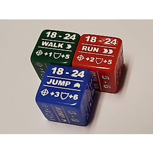 15x Battletech Movement Dice/Color Coded Walk Run Jump Movement Modifier Dice