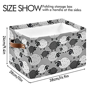 xigua Sheep Rectangular Storage Bin Canvas Square Storage Basket with Handles for Home,Office,Books,Nursery,Kid's Toys,Closet & Laundry