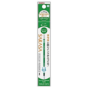 Zebra BRNJK5G Prefer Sarasa NJK-0.5 Ballpoint Pen Refills, Green, 10 Pieces