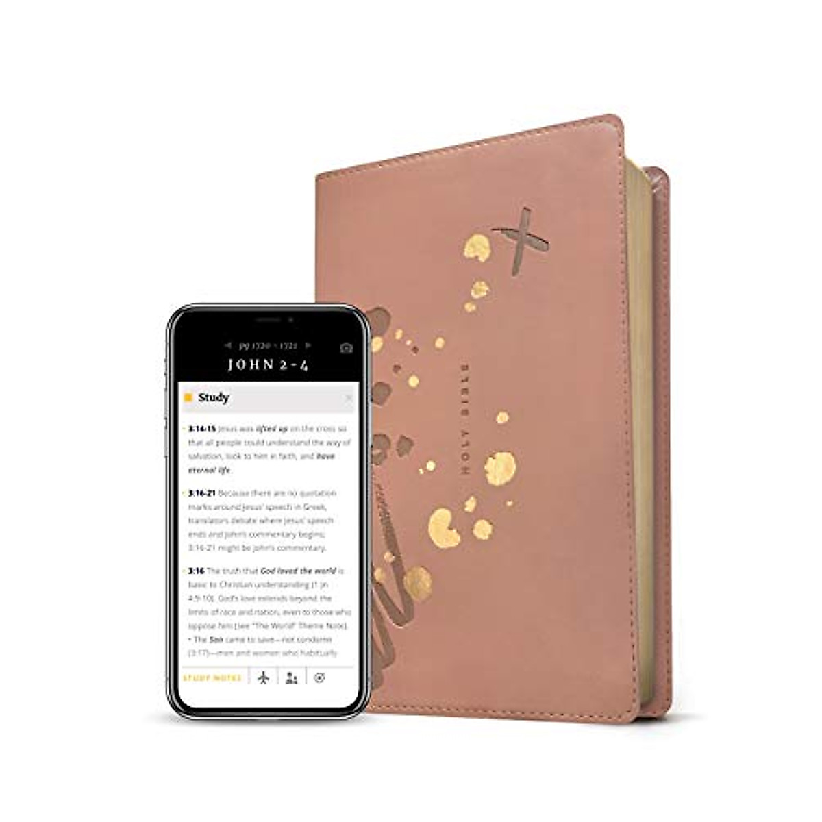 NLT Thinline Reference Holy Bible (Red Letter, LeatherLike, Brushed Pink): Includes Free Access to the Filament Bible App Delivering Study Notes, Devotionals, Worship Music, and Video