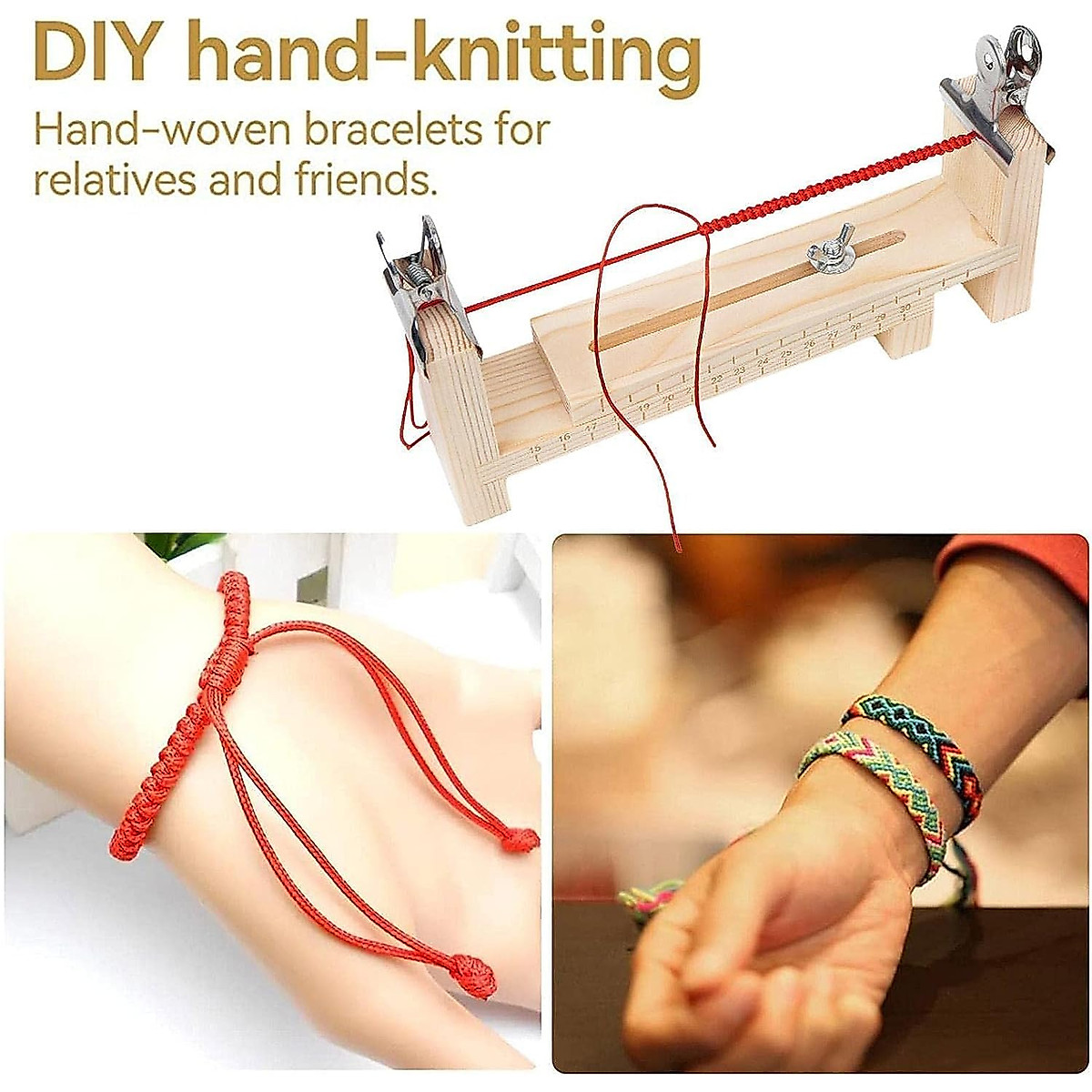 Paracord Jig Bracelet Maker | Wooden Jig Bracelet Maker with Bracelet Maker Knotters Tool Kit Braiding and Weaving DIY Craft Tool Kit Braiding Tool for DIY Craft Bracelets Weaving Jewelry Making Kits