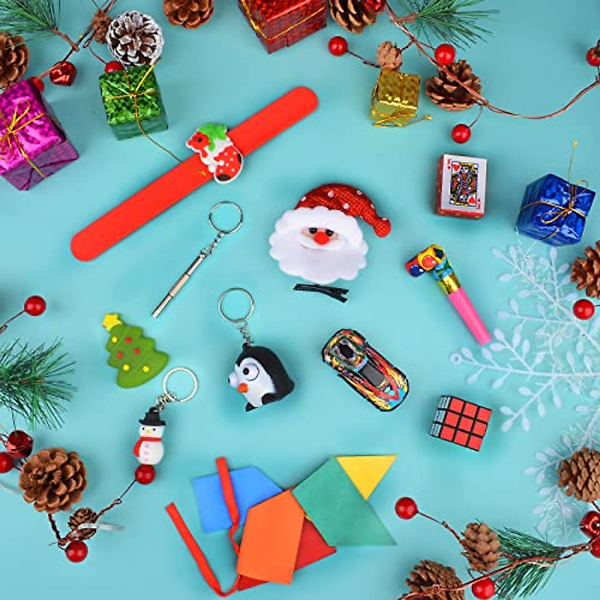 Fasezoomit 10 Pack Christmas No-Snap Party Table Favors Christmas Poppers with Santa Claus Elf Christmas Crackers No-pop Set with Party Hat Joke & Party Favors Toys Holiday Supplies for Kids Adults