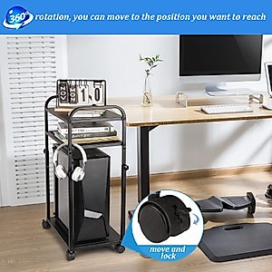 Bfttlity PC Stand 3-Tier Computer Tower Stand Height Adjustable CPU Stand with Locking Caster Wheels for Office Home Fits Most PC