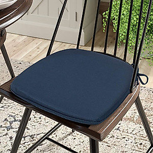 Magpie Fabrics Outdoor/Indoor 17"x16"x2" Chair Cushions with Ties Set of 2, Waterproof All Weather U-Shape Seat Pads Decoration for Patio Garden Furniture Home Office (Navy)