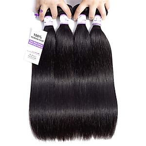 Hair Extensions, Wigs & Accessories Malaysian Straight Hair 4 Pcs Human Hair Bundles Non Remy Hair Extention Natural Black Body Hair Wig for Women (Length : 22 22 24 24)