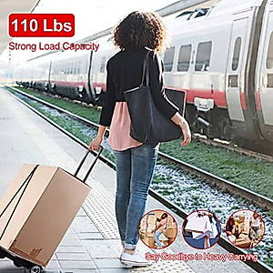 Double Rhombus Folding Hand Truck Lightweight Portable Cart, 110 lbs/50kg Capacity Heavy Duty Utility Cart with Telescoping Handle, 2 Rubber Wheels, Bungee Cord for Luggage, Shopping, Moving Daily Use