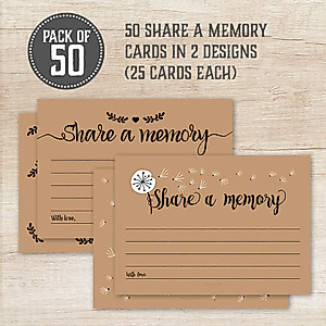 50 Share A Memory Cards - Perfect for Celebration of Life, Memorial, Funeral, Retirement, Going Away Party, Birthday, Graduation, Anniversary, Wedding, Bridal Shower - 2 Rustic Designs, 25 Cards Each