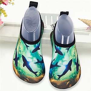 WateLves Kids Water Swim Shoes Barefoot Aqua Socks Shoes Quick Dry Non-Slip Baby Boys & Girls (Shark, 32/33)