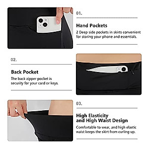 Womens Skirts Skorts Modest Knee Length Skirts Athletic Midi Active Running Skirt Black X-Large