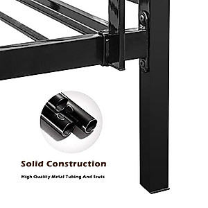 Bonnlo Twin Over Full Bunk Bed, Bunk Beds for Kids/Adults/Teens Bunk Bed with Stairs & Flat Rungs, Heavy Duty Metal Slat, No Box Spring Needed, Black