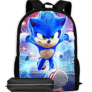 Unisex Backpack Anime Bag Cartoon Laptop Backpack Pencil Case 16.5 Inch 3D Printed Daypacks -4